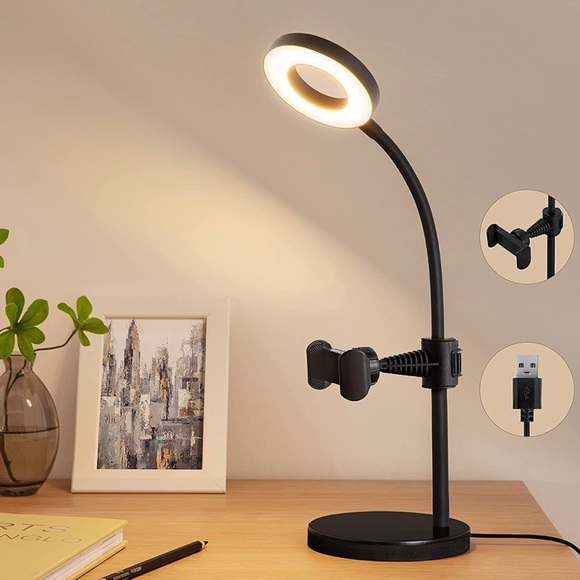 Office | Led Desk Lamp With Phone Holder Usb Powered With 3 Dimmable ...